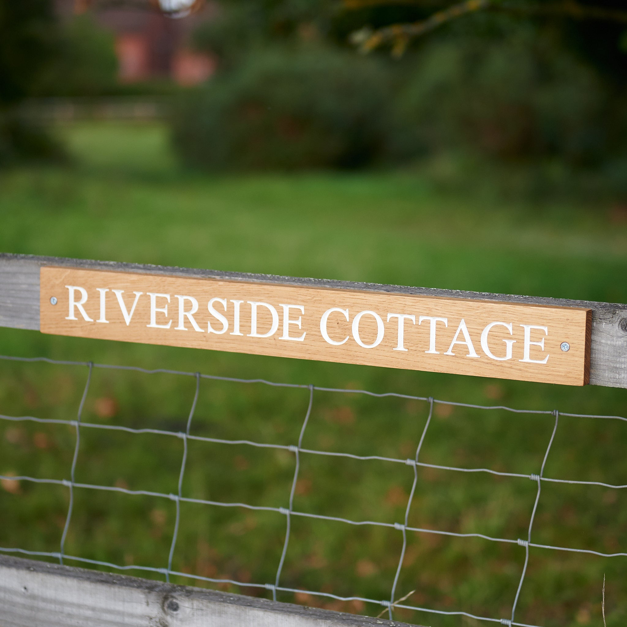 Personalised wooden gate signs - The Engraved Oak Company