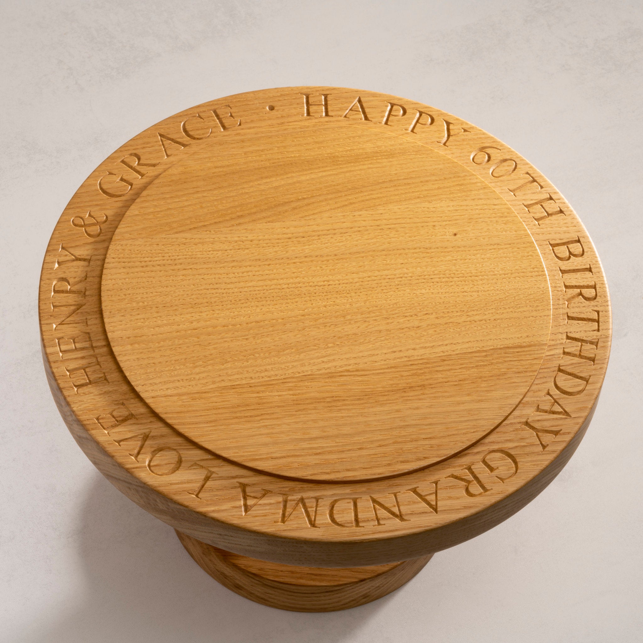 Personalised Wooden Cake Stand – The Engraved Oak Company